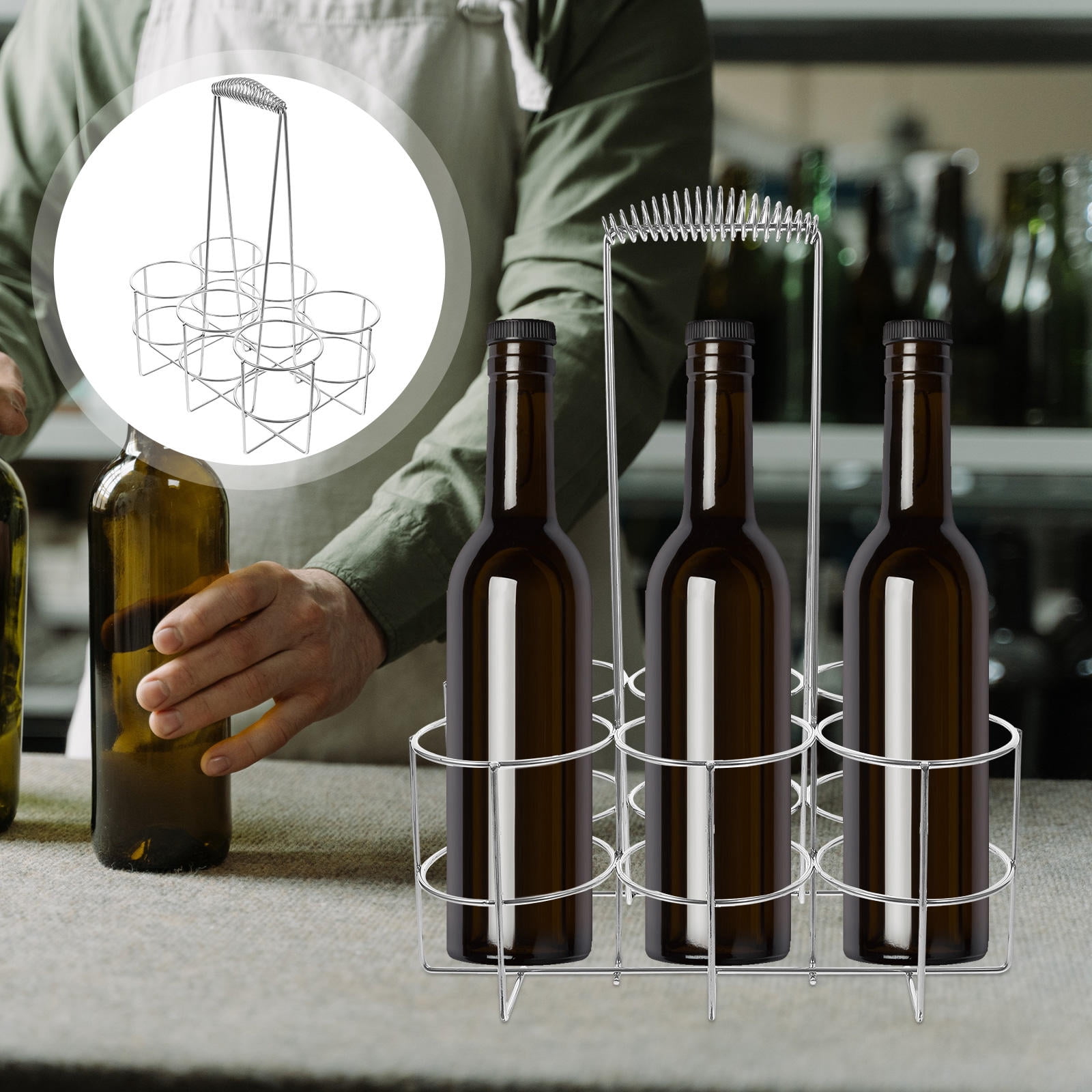 BESTYASH Beer Bucket Beer Bottle Carrier Silver Alloy Bottle Transfer ...