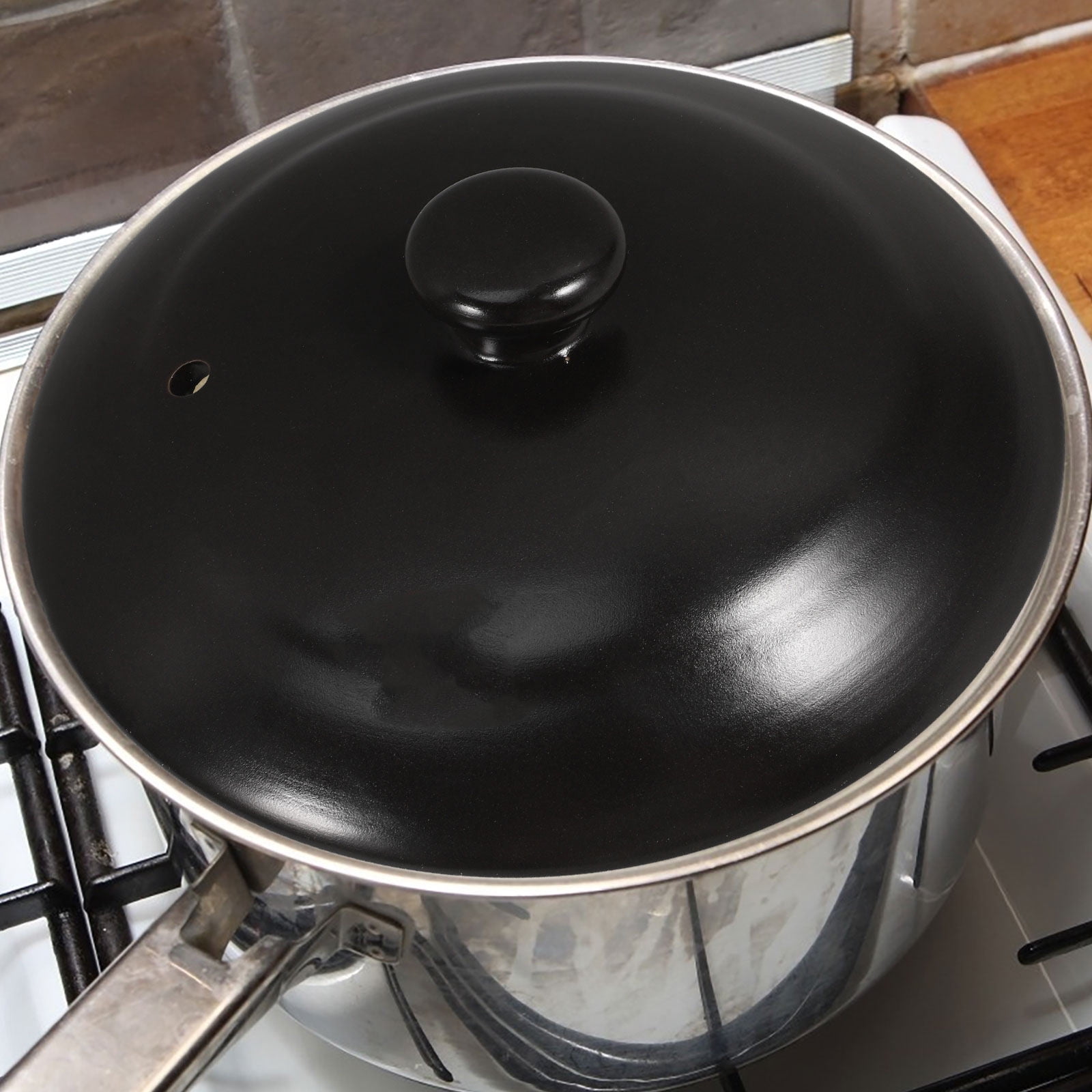 BESTYASH Black Earthenware Pot Lid Smooth Edge Stew Pot Cover for ...