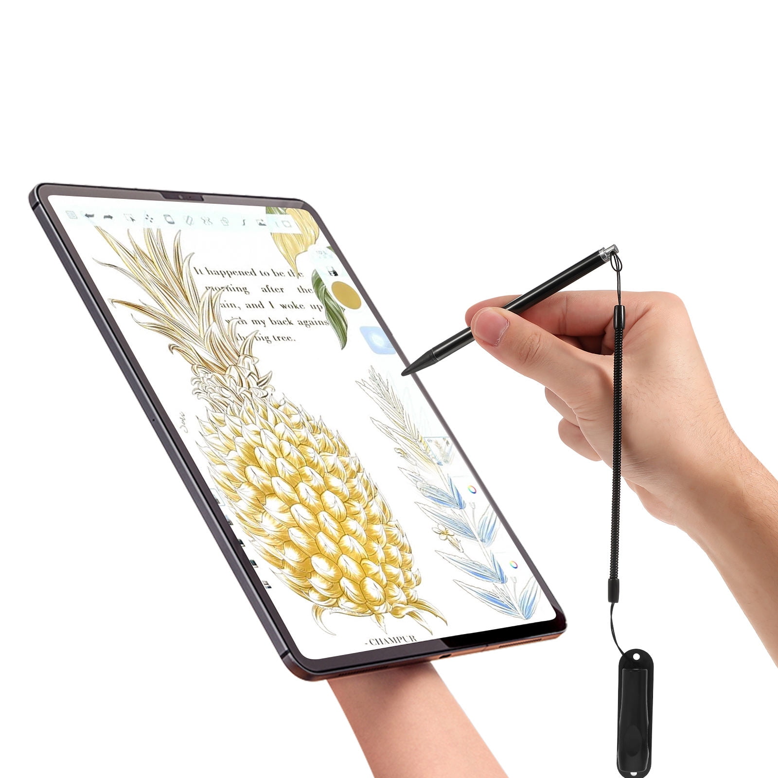 BESTYASH Black Resistive Stylus Pen for Electronics with Lanyard Spring ...