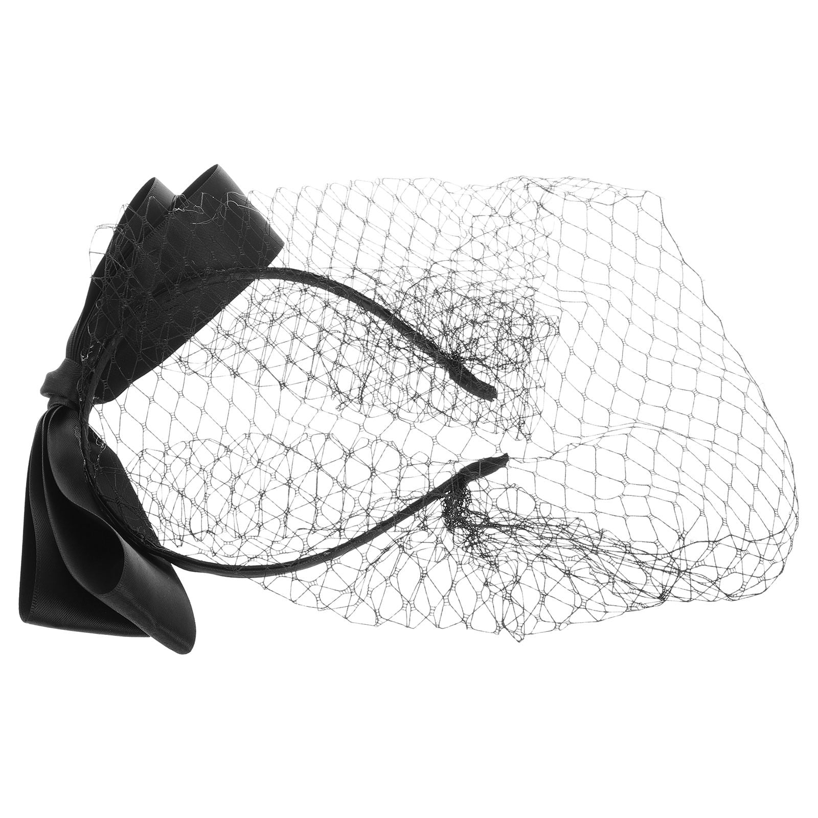 BESTYASH Black Retro Bow Headpiece with Mesh Veil for Formal Weddings ...