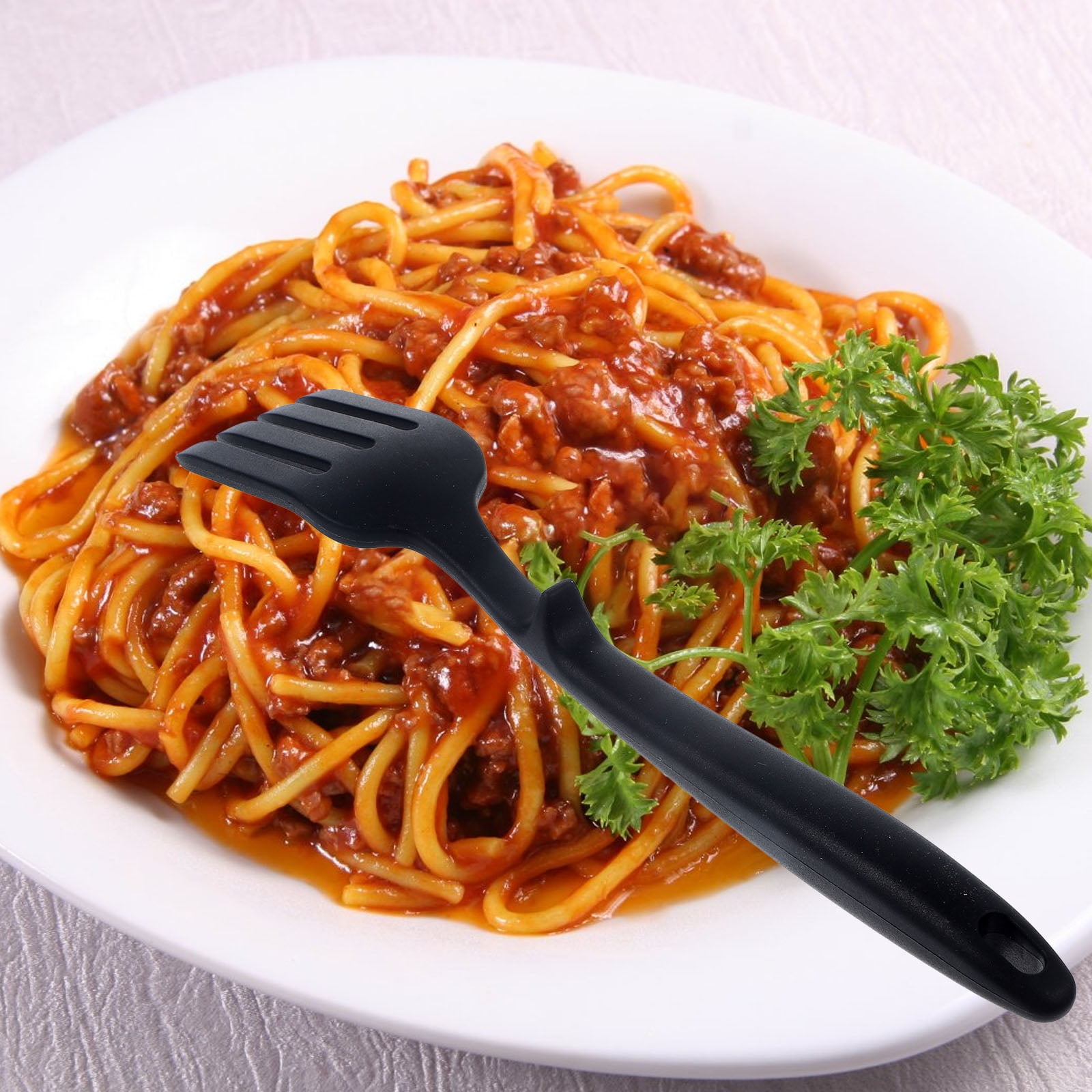 BESTYASH Black Silicone Cooking Fork for Fruit and Salad Stirring with ...