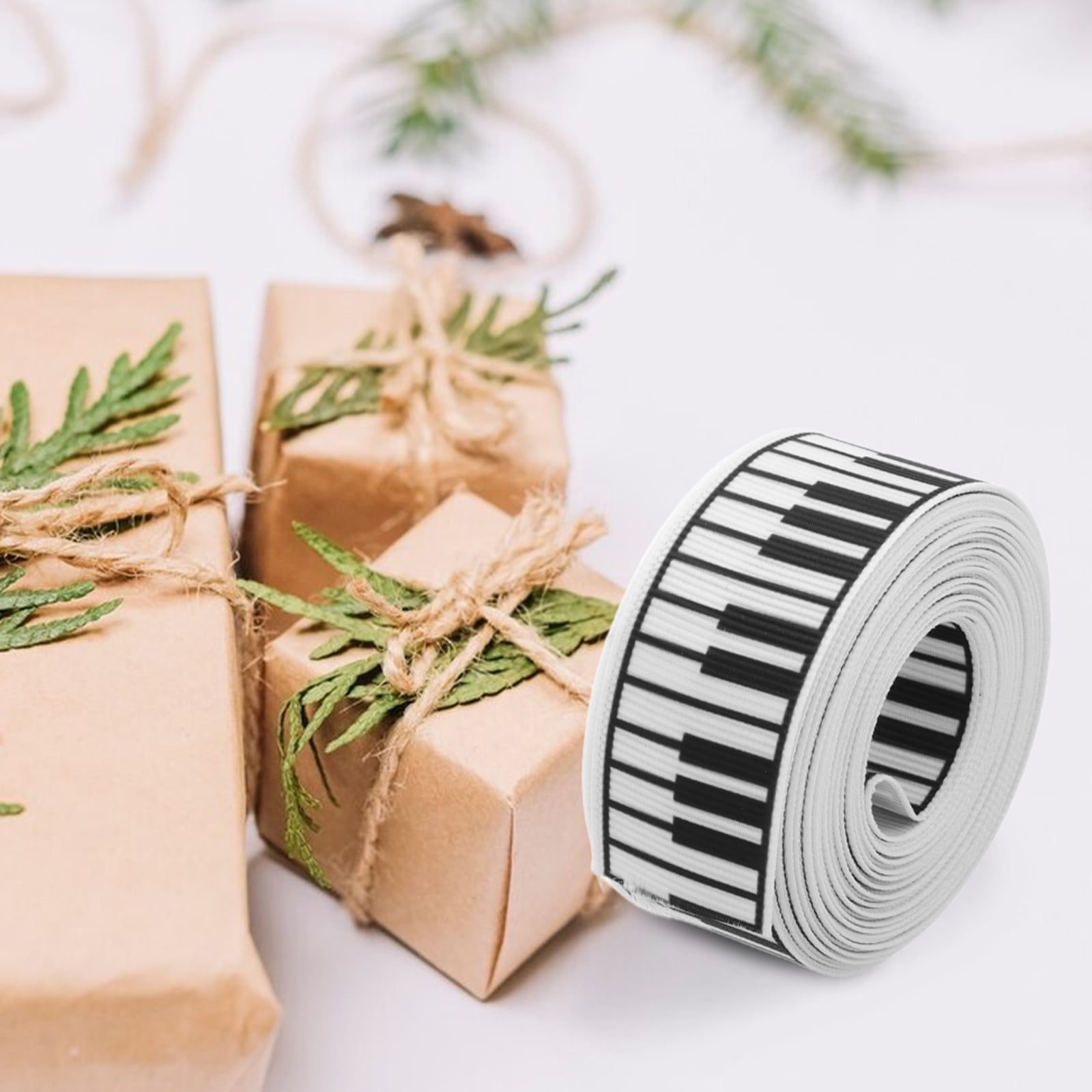 BESTYASH Wide Black and White Piano Ribbon Roll Satin for Crafting ...