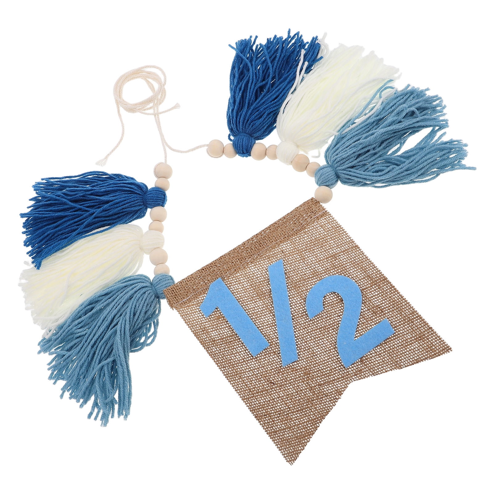 BESTYASH Boho Beaded Sky Blue Tassel Banner for Half Birthday High ...
