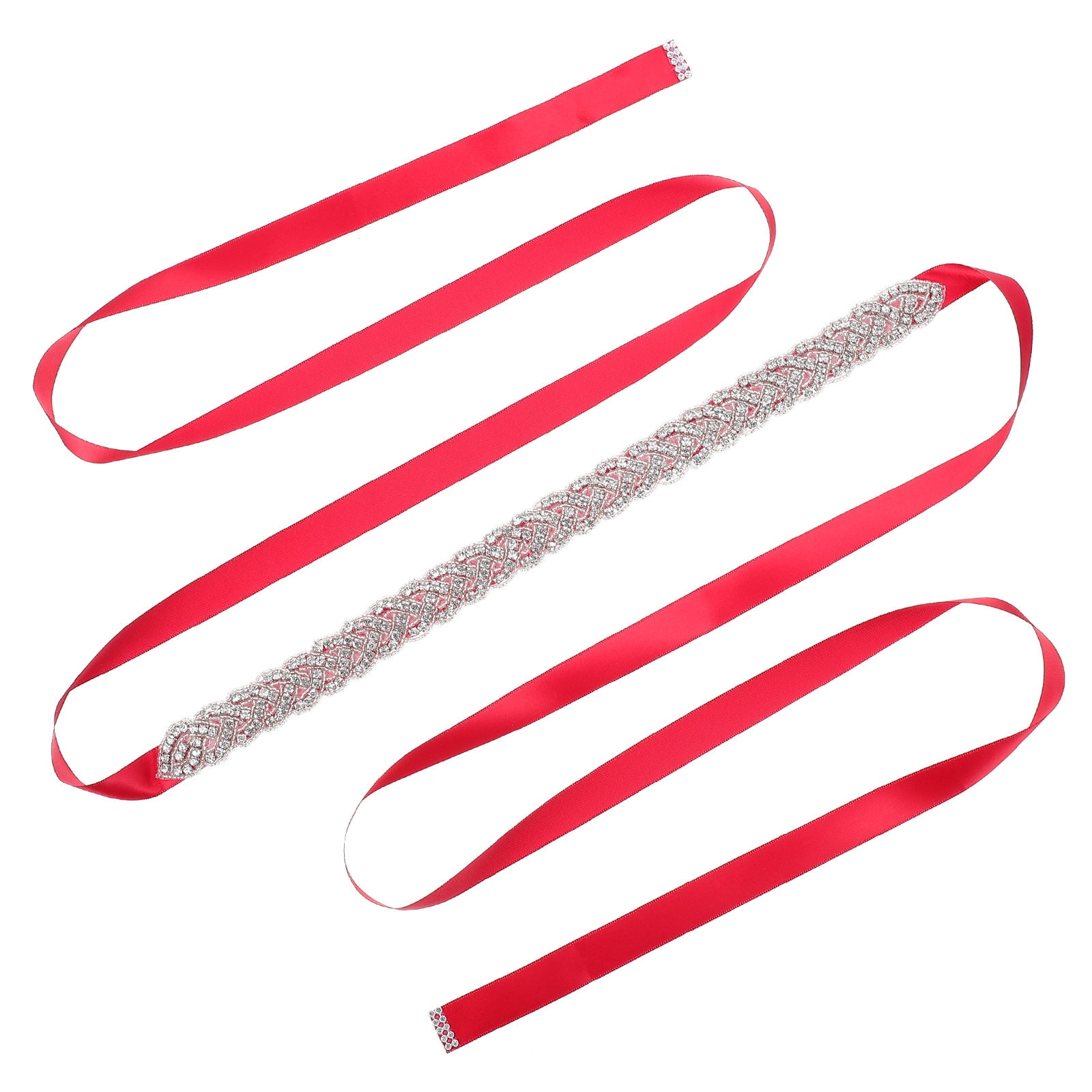 BESTYASH Elegant Red Bridal Ribbon Belt with Sparkling Rhinestones for ...