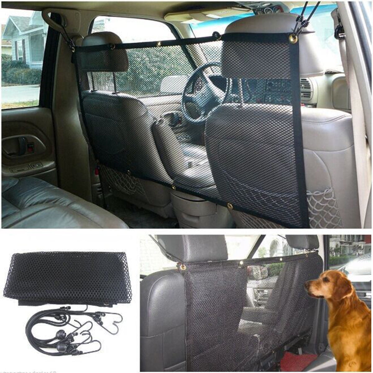 BESTYASH Car Pet Barrier Backseat Dog Divider with Premium Black Oxford ...