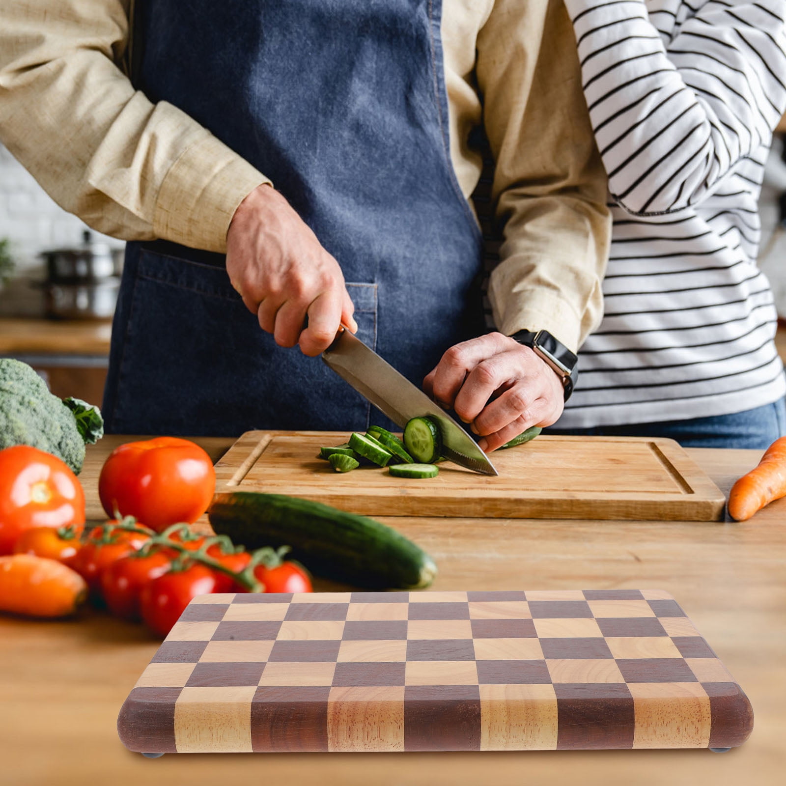 BESTYASH Checkered Board Chopping Board Toughness Wood Serving Food ...