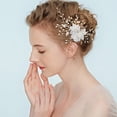 BESTYASH Classic Golden Wedding Headband with Cloth Flowers and ...