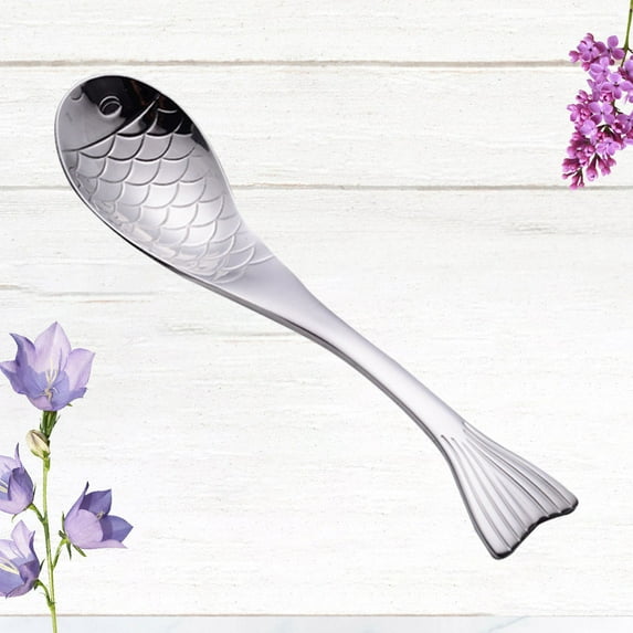 BESTYASH Creative Fish Shape Spoon Stainless Steel Kitchen Ladle Silver ...