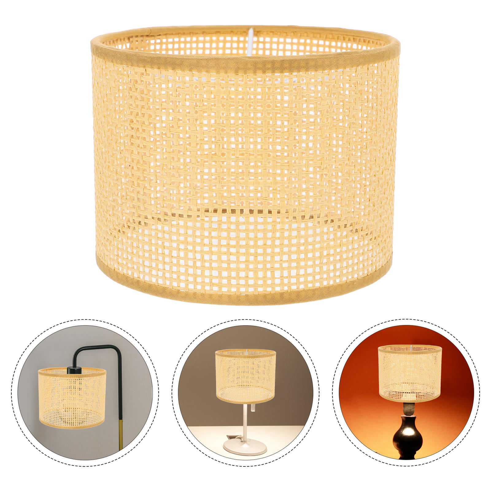 BESTYASH Rattan Lamp Shade Khaki Hand Woven with Soft Light Filter for ...