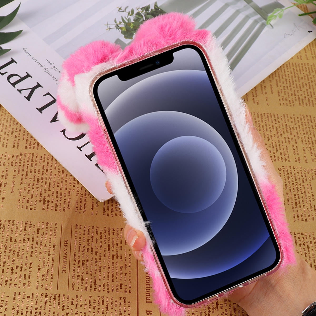 BESTYASH Cute Fluffy Phone Case Shockproof TPU Pink for Girls 1Pcs ...
