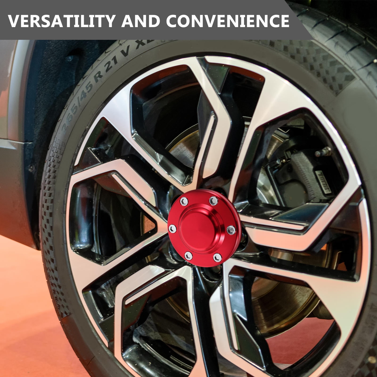 BESTYASH Car Wheel Hub Cap Red Aluminum Alloy Center Cover with Easy ...