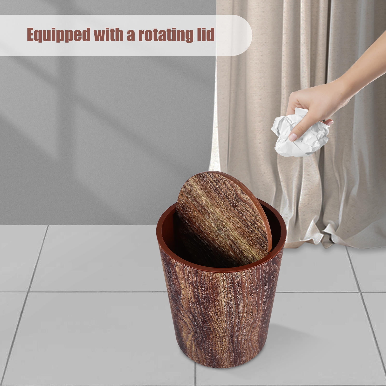 BESTYASH Desk Garbage Can Compact Imitation Wood Design For Office Use ...