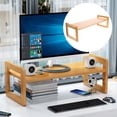 BESTYASH Desktop Bamboo Monitor Riser Stand in Khaki for Ergonomic ...