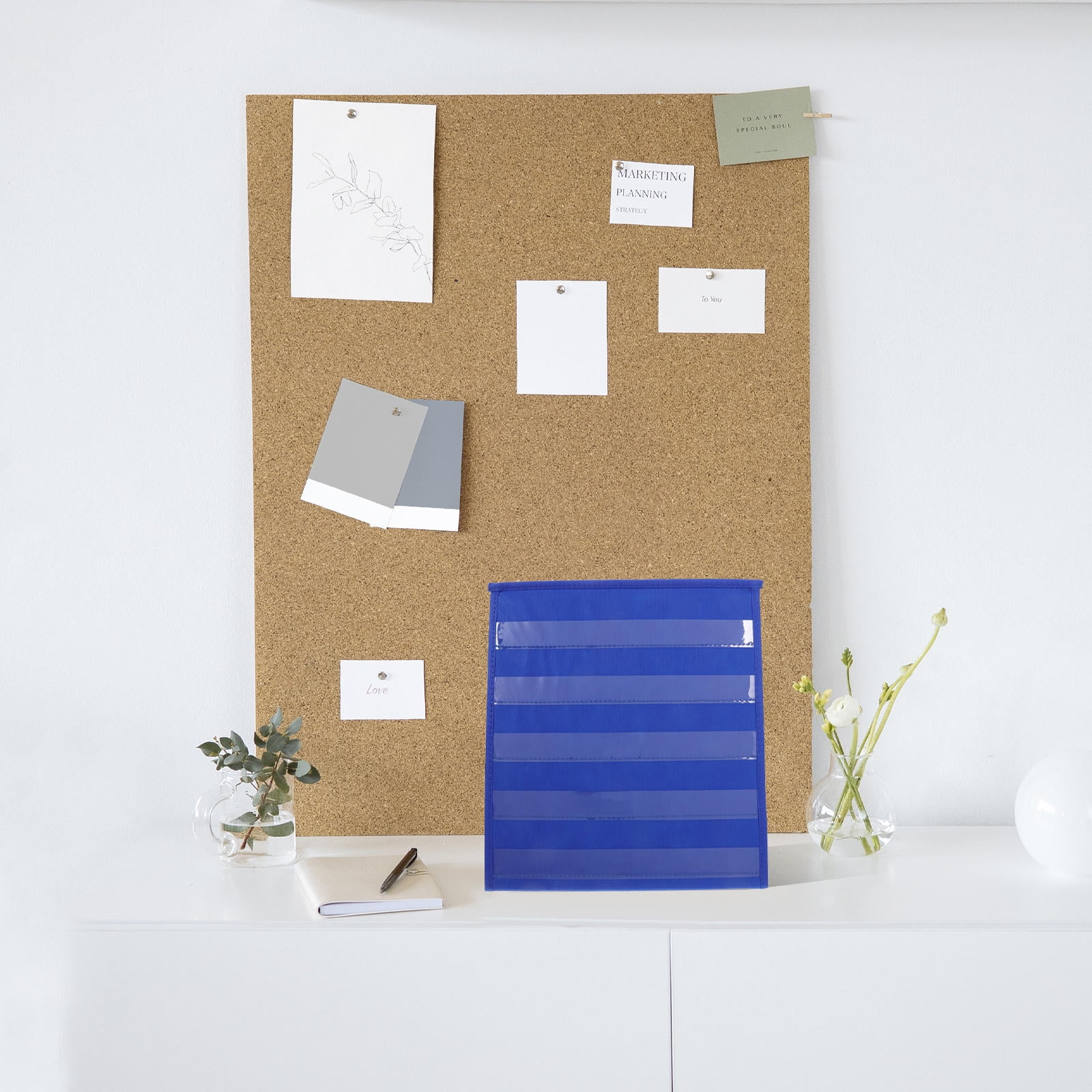 BESTYASH Blue Tabletop Pocket Chart with Dual Sided Pockets for ...
