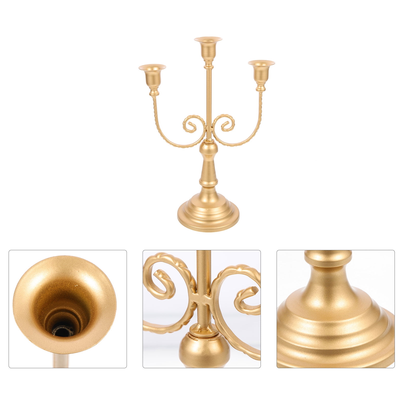 BESTYASH European Style Golden Iron Candlestick 3 Arms Candelabra for ...