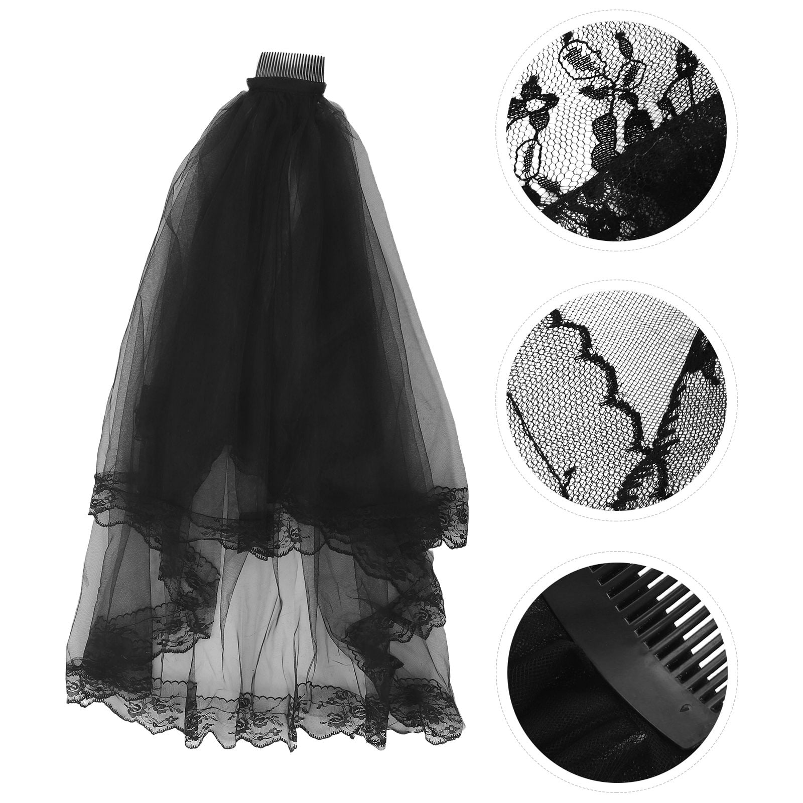 BESTYASH Fabric Black Lace Veil for Wedding Photography and Cosplay ...