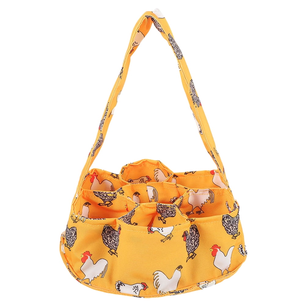 BESTYASH Adorable Pattern Egg Collecting Basket Orange Canvas for Farm ...
