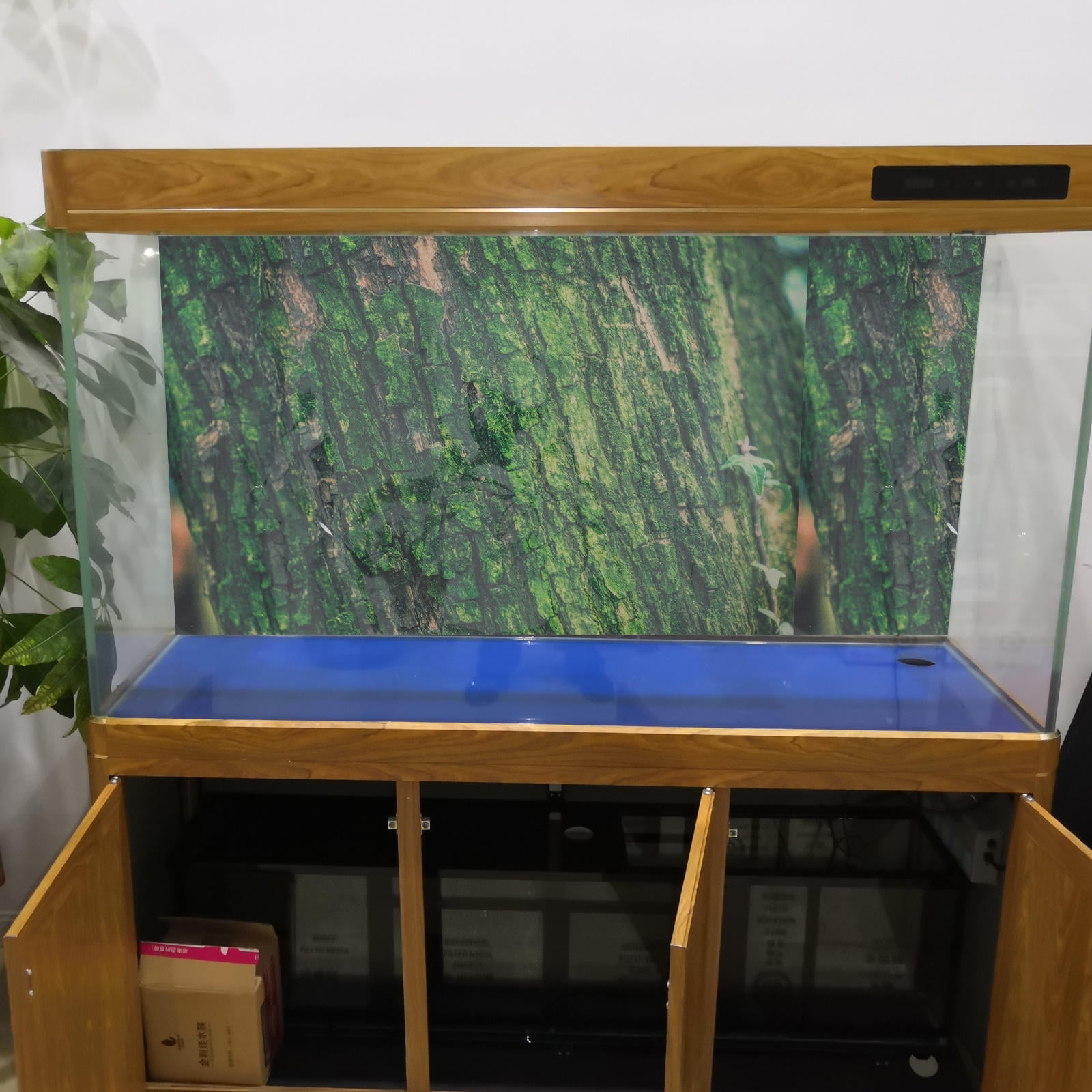 BESTYASH Fish Tank Sticker Tree Bark Design Green Aquarium Background ...