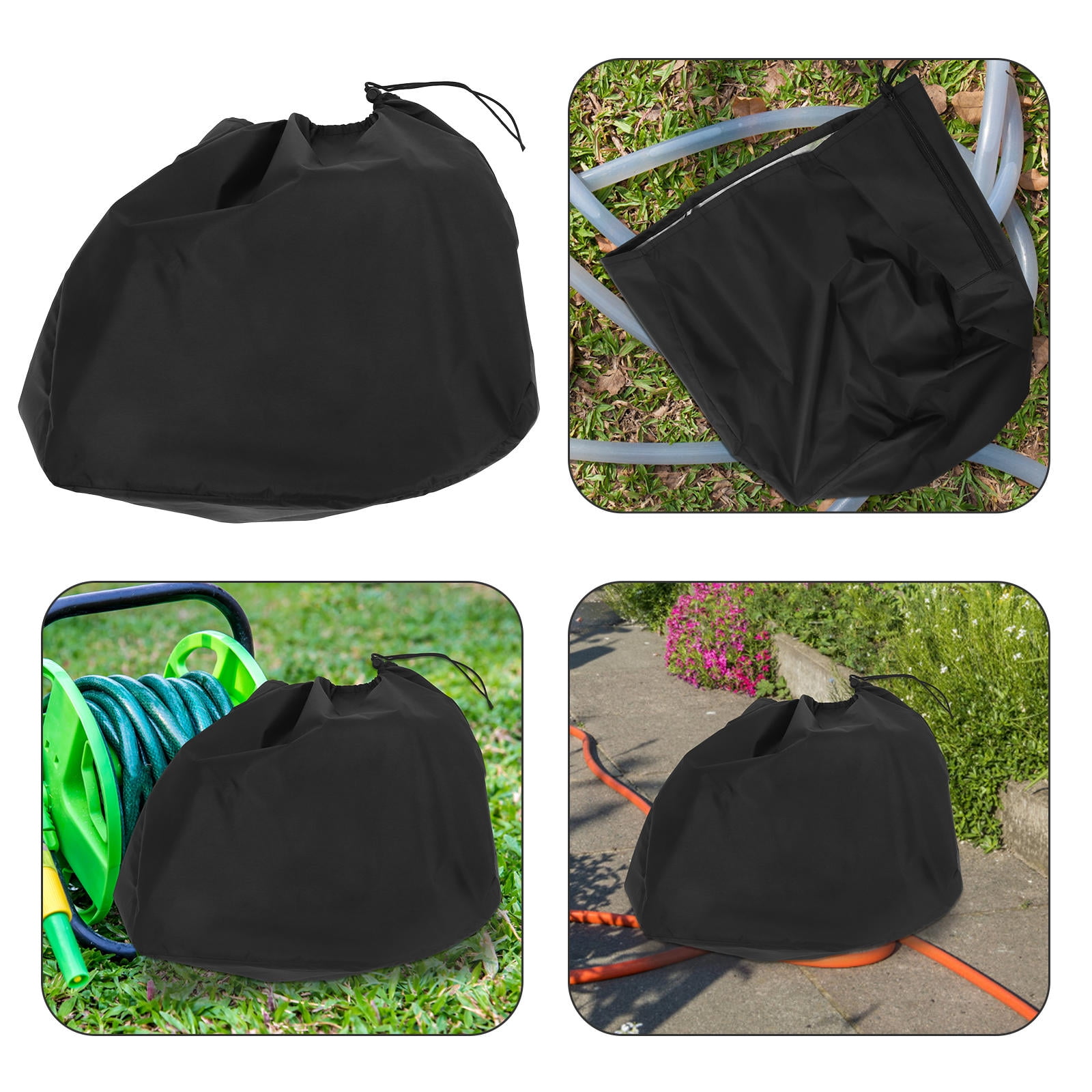 BESTYASH Flexible Retractable Hose Reel Cover Black Wall Mount Garden ...