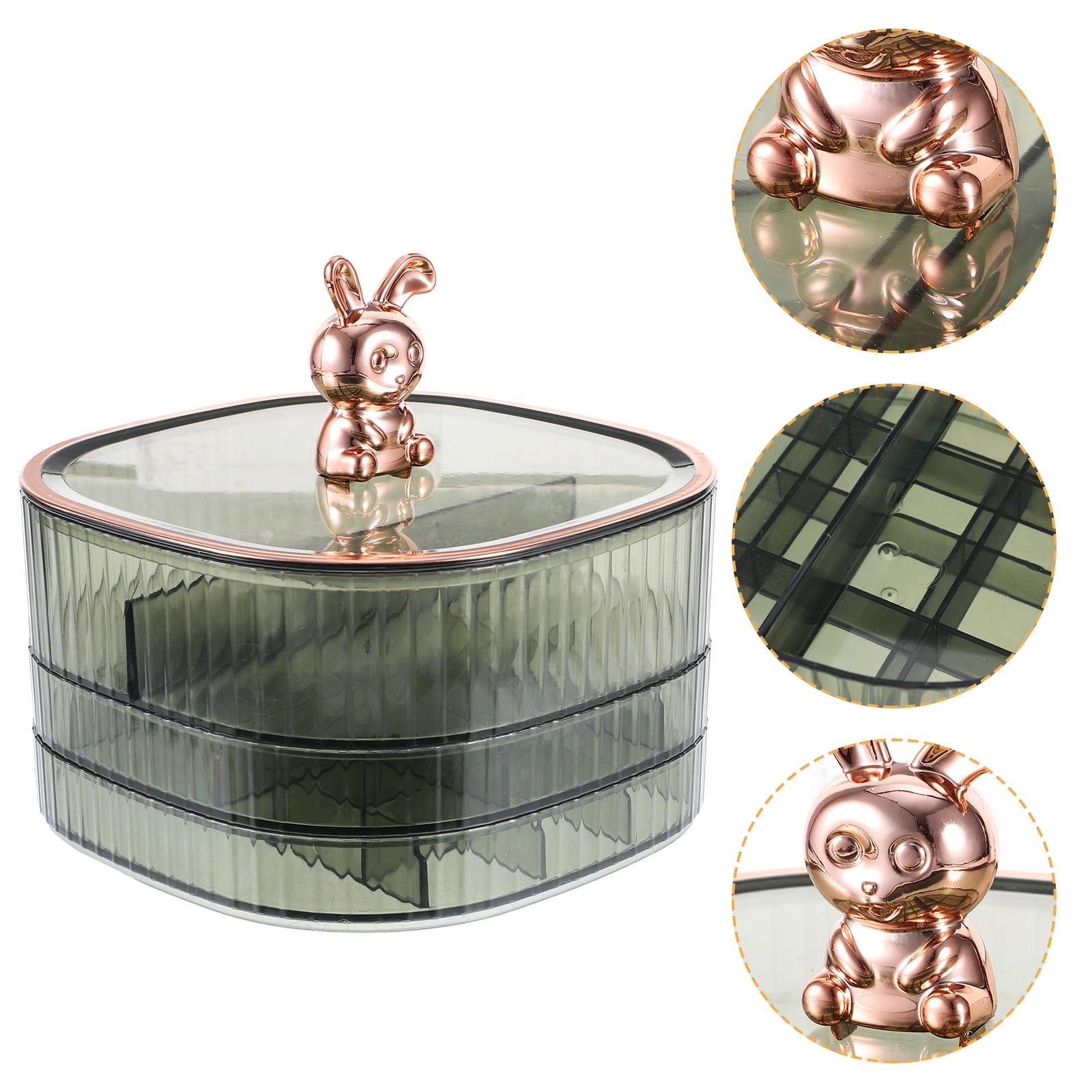 BESTYASH Green Jewelry Organizer Stand with Display Case for Necklaces Rings and Watches ...