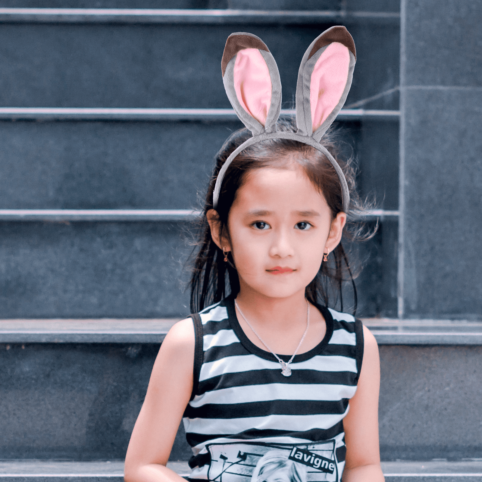 BESTYASH Grey Bunny Ear Headwear Plush Material Party Hair Hoop Ideal ...