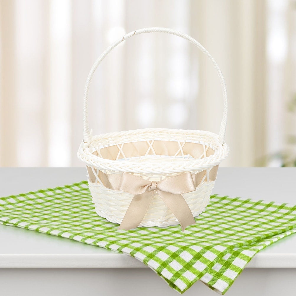 BESTYASH Handmade Flower Baskets Plastic Beige with Handle for Outdoor ...