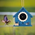 BESTYASH Hanging Wooden Bird House Blue Decorative Bird Feeder with ...