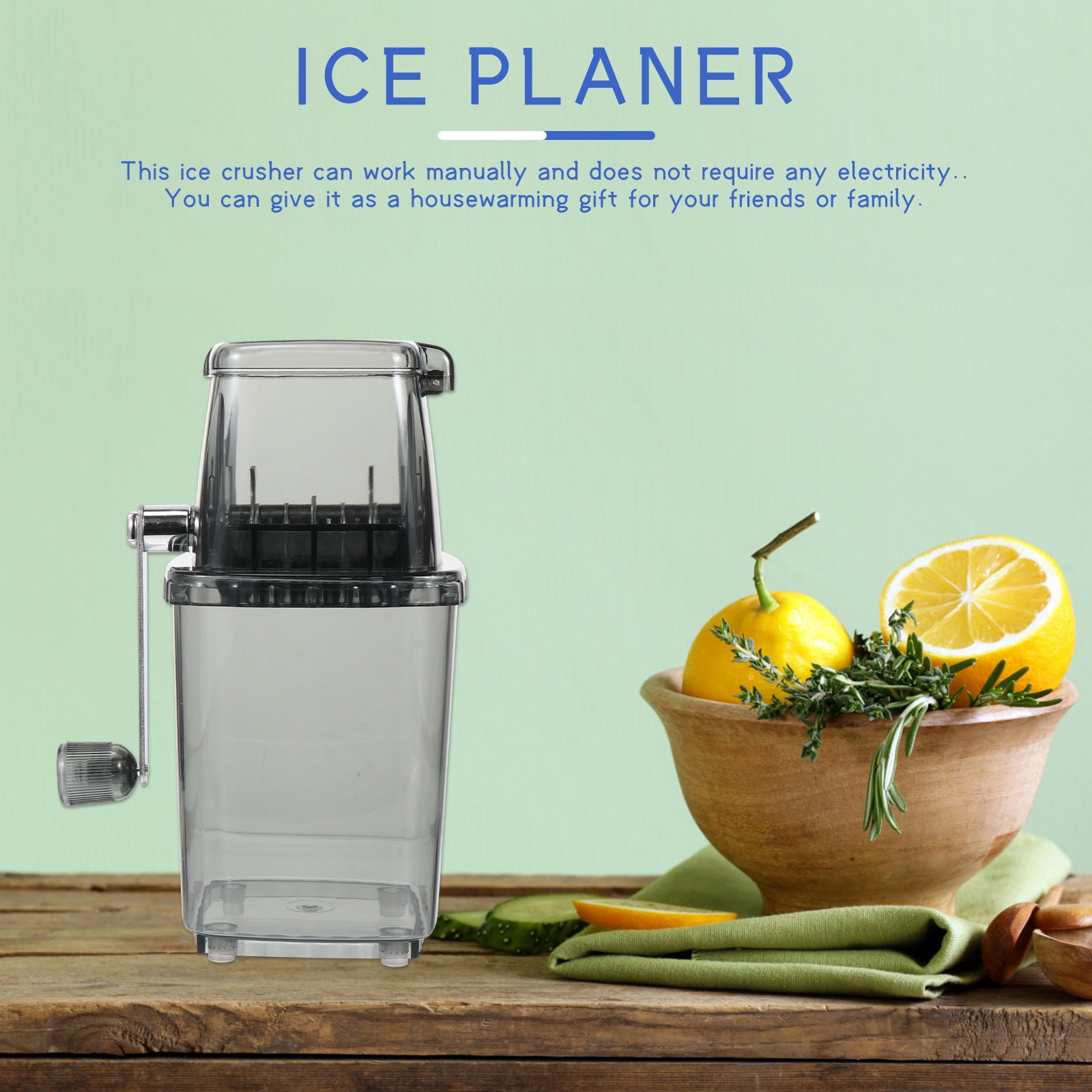 BESTYASH Ice Crushing Machine Hand Ice Crusher PP Plastic Grey Kitchen ...