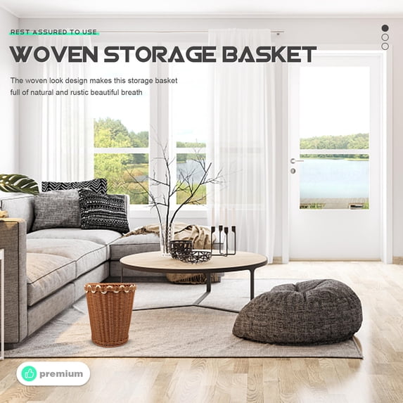 BESTYASH Imitation Rattan Brown Woven Laundry Basket Practical ...