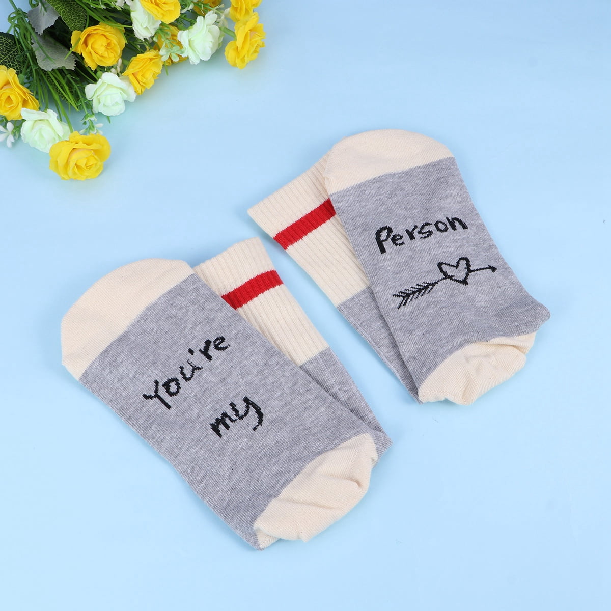 BESTYASH Jacquard Light Grey Socks with Letter Printing Soft Cotton ...