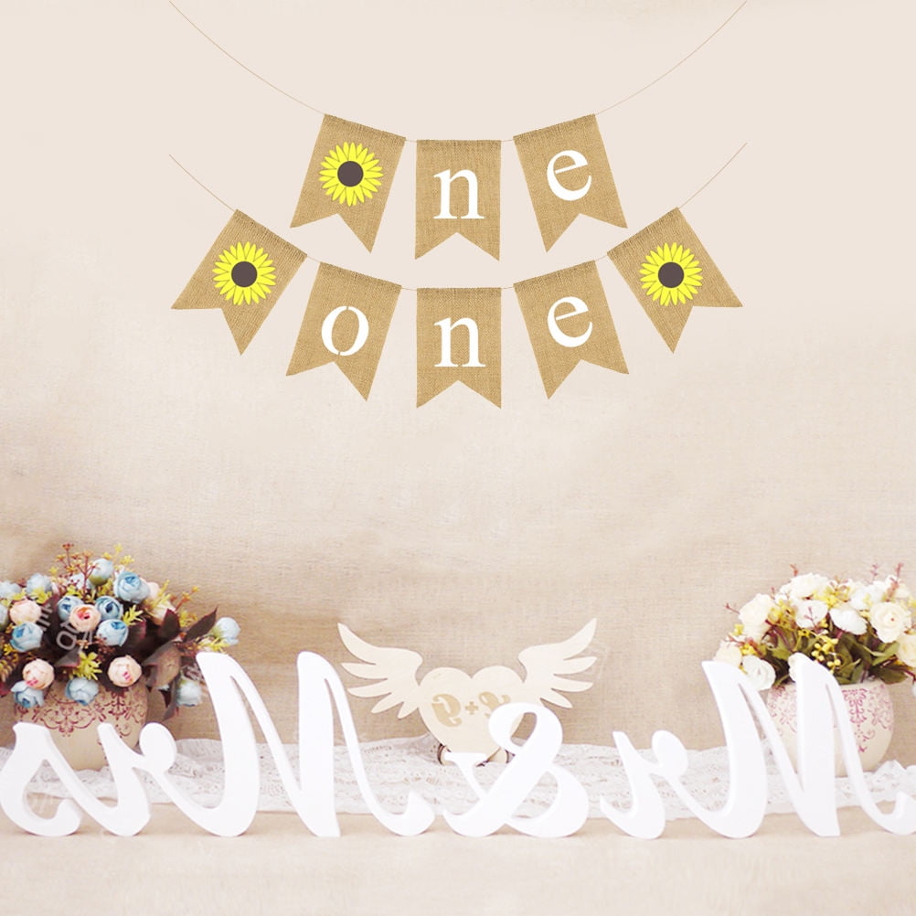 BESTYASH Khaki Linen First Birthday Bunting Banner for Party Decoration ...