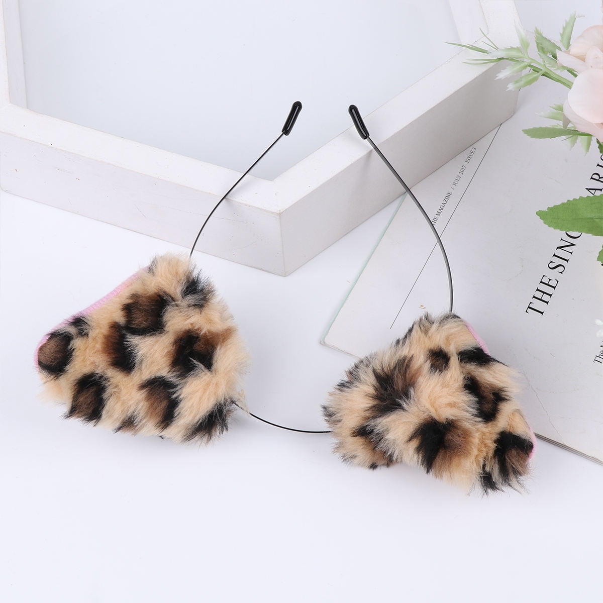 BESTYASH Leopard Print Metal Ear Hair Band for Costume Parties and ...