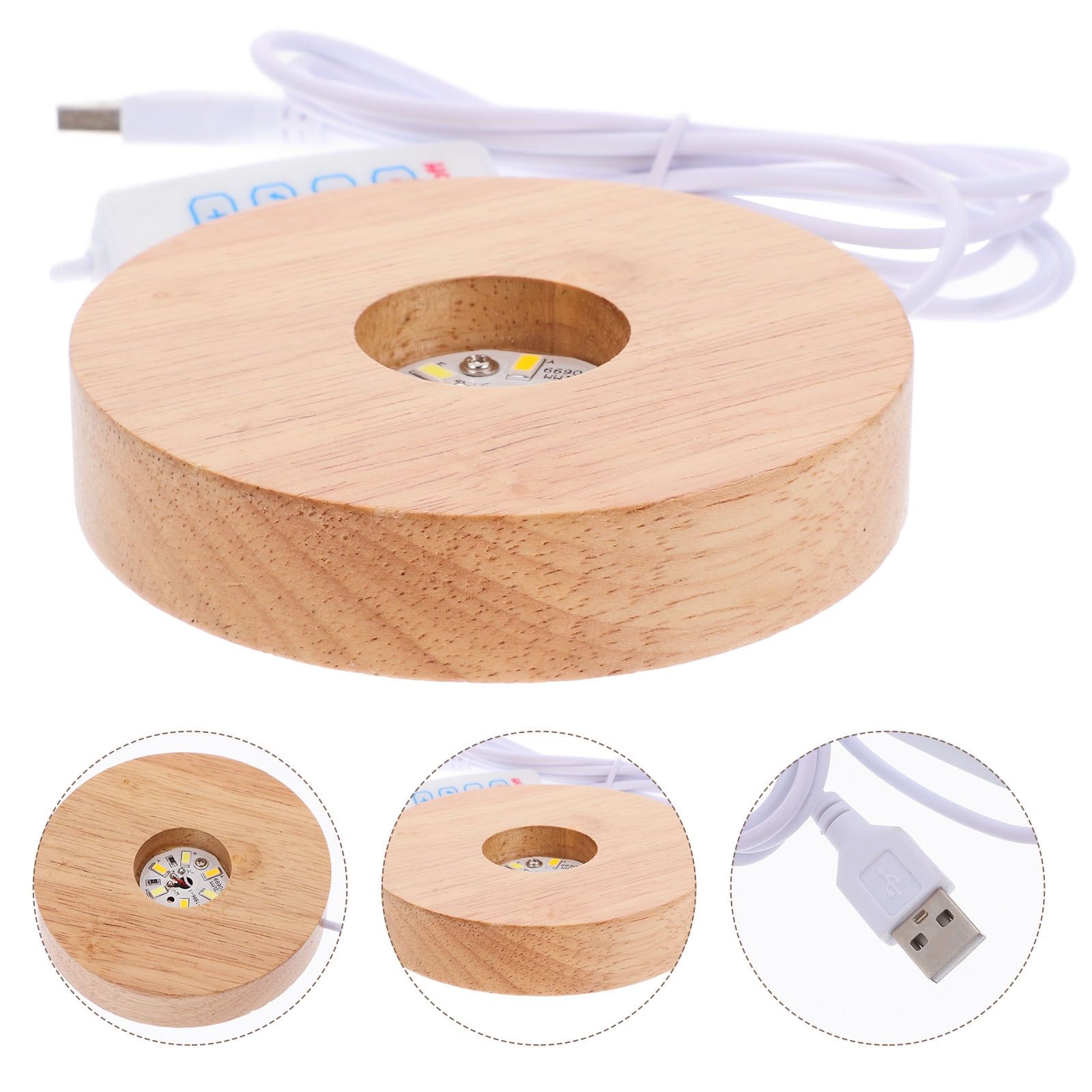 BESTYASH Light Display Base Small Lamp Base Wooden Round Pedestal For ...