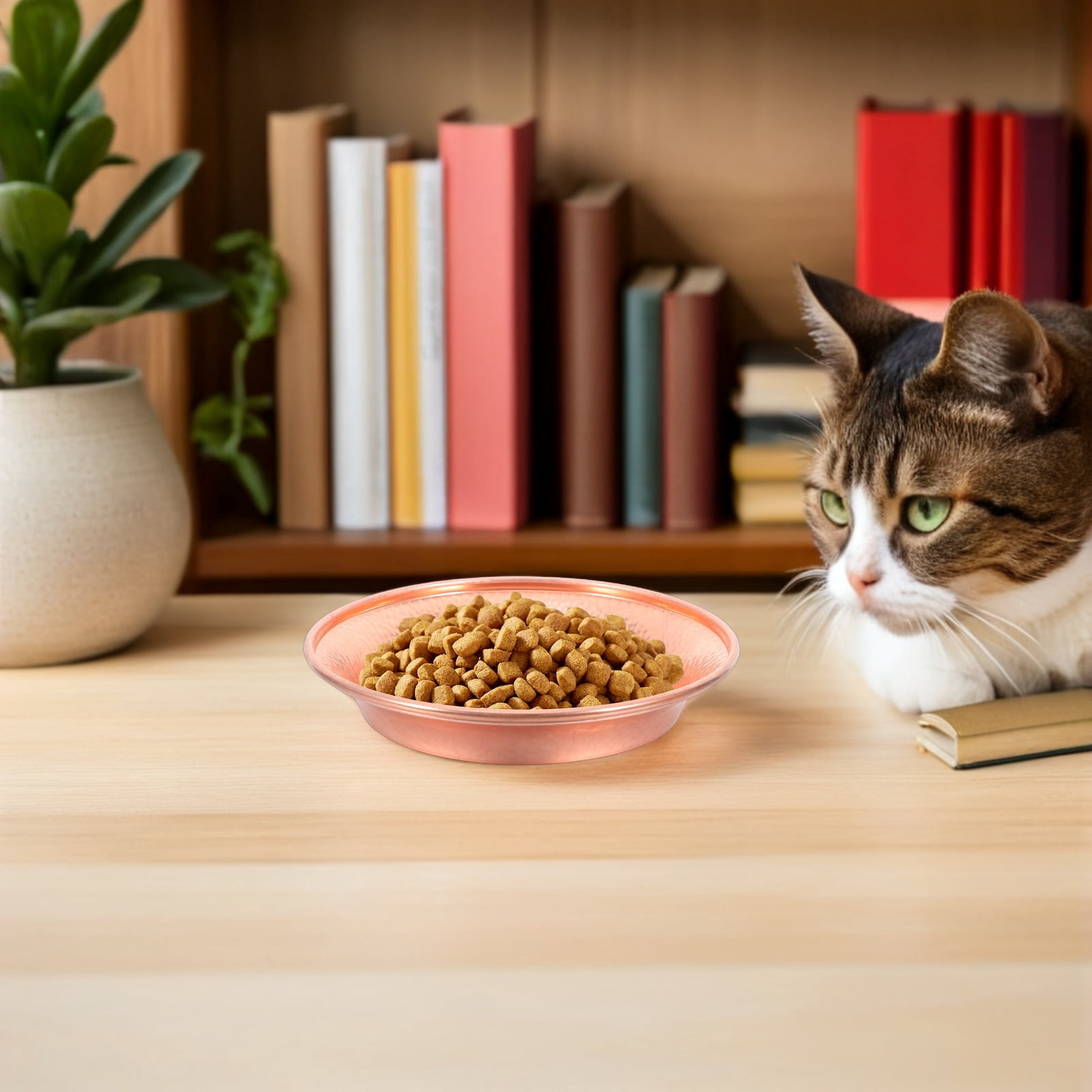 BESTYASH Luxury Golden Copper Animal Food Bowl Stable Non Spill Pet ...