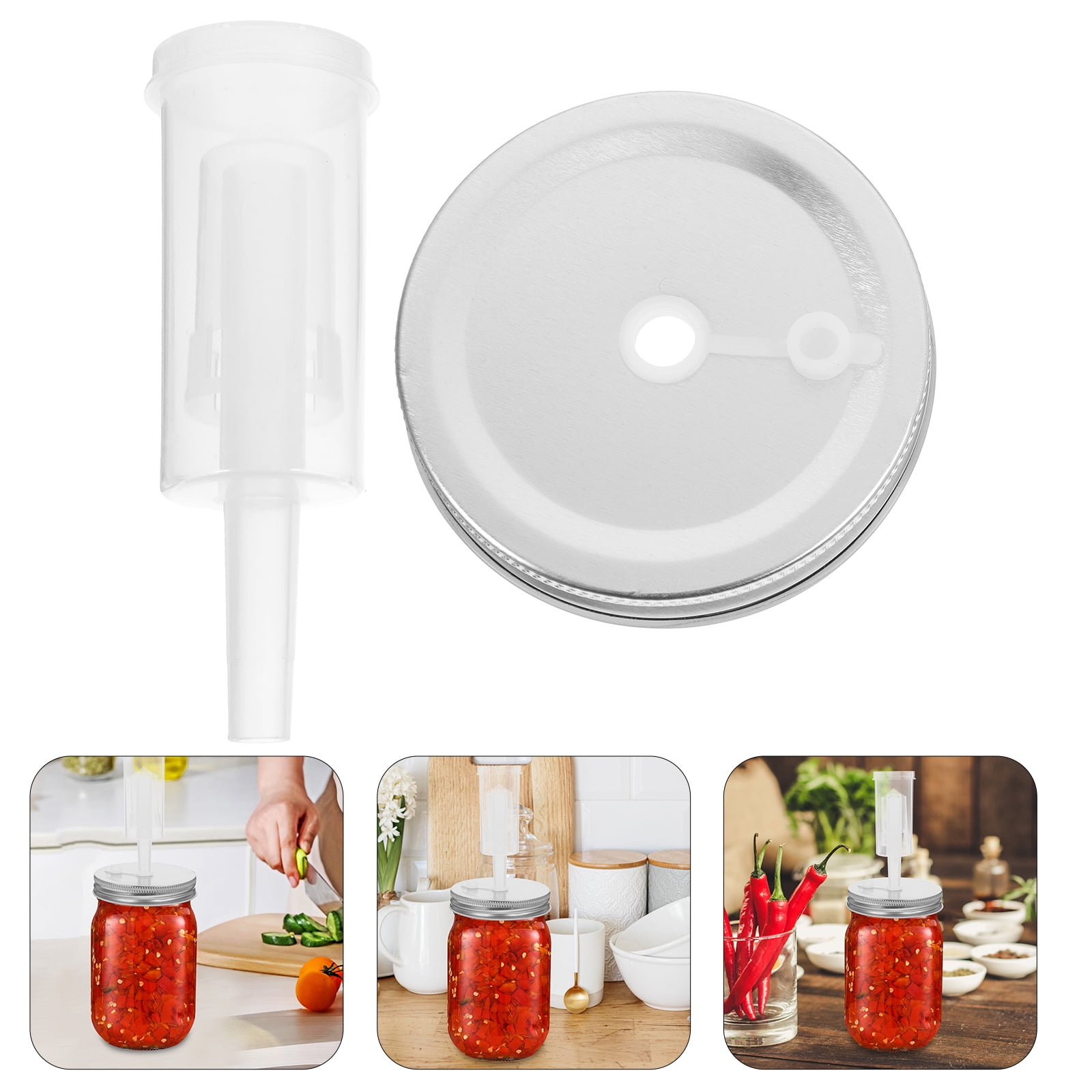BESTYASH Mason Jars With Lids Fermenting Lid Silver Gas Release Kitchen ...