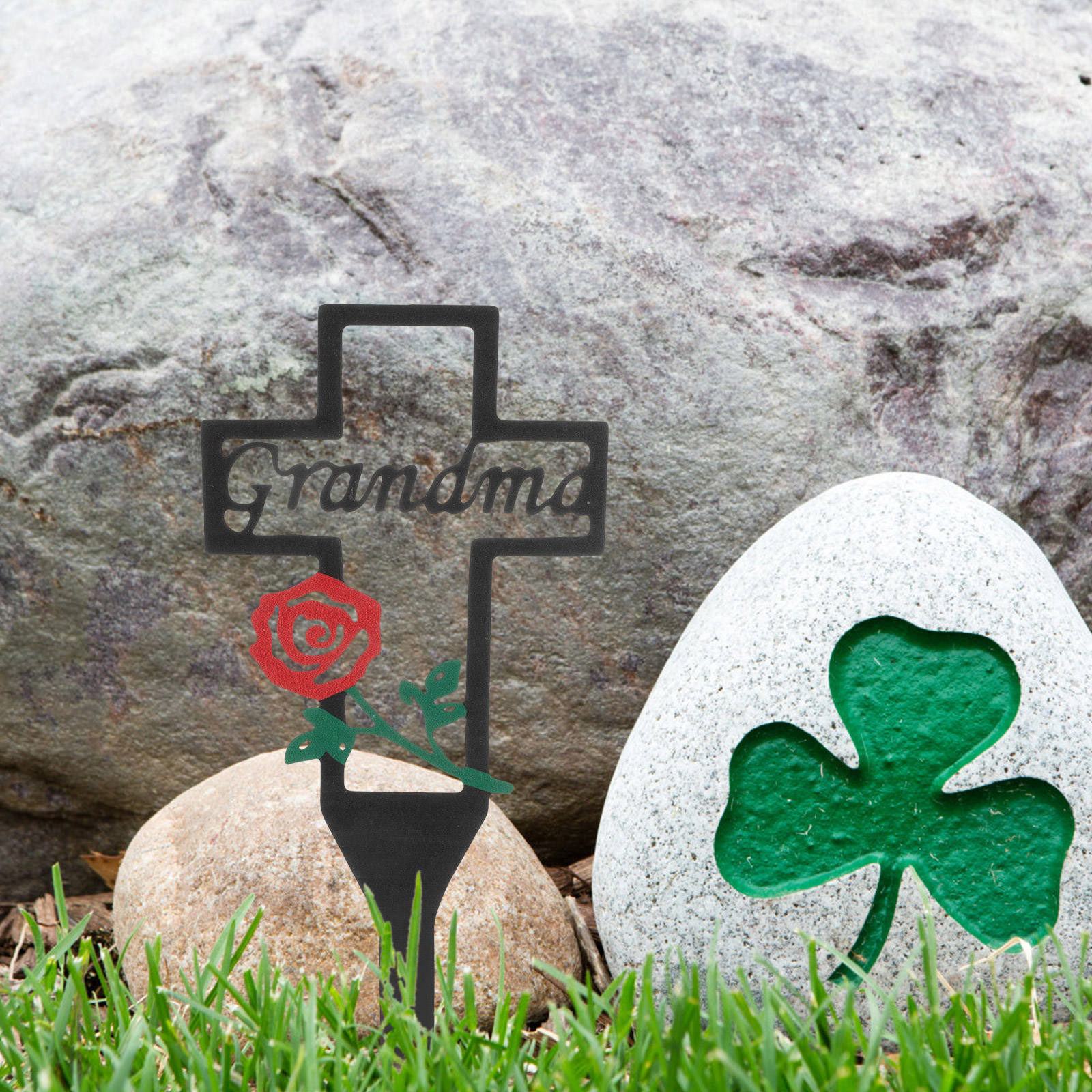 BESTYASH Memorial Cross Stake Metal Grave Decoration Cemetery Sign for ...