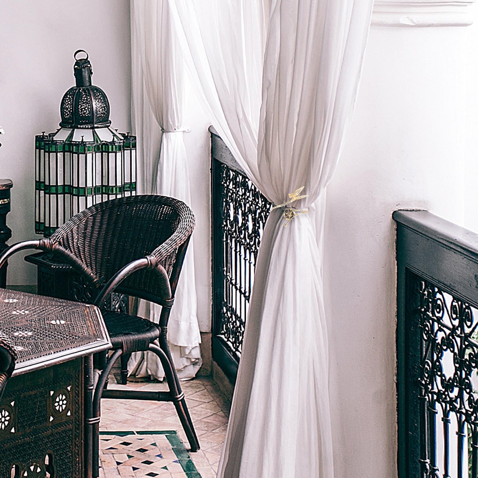 BESTYASH Metal Curtain Tiebacks Curtain Tie Back Iron Golden 1Set Home ...