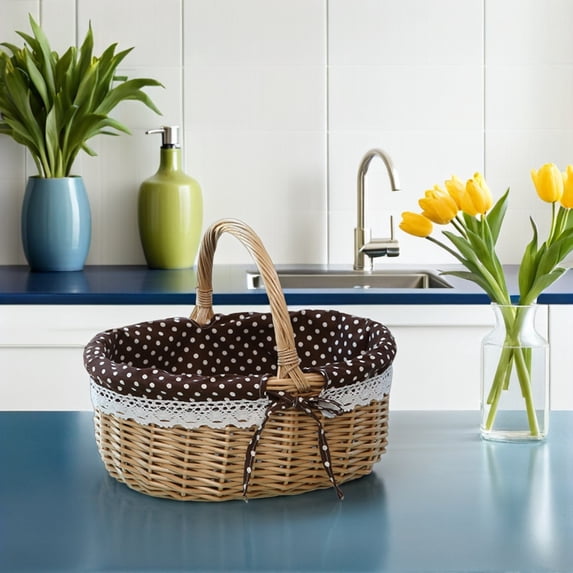 BESTYASH Multi Color Picnic Storage Basket with Wicker Design for Fruit ...