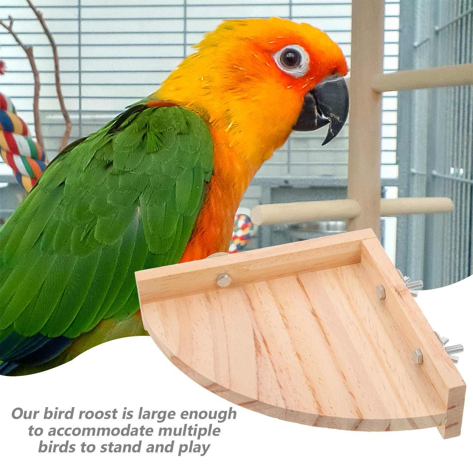BESTYASH Natural Wood Parrot Roost Platform Khaki Standing Perch Safe ...