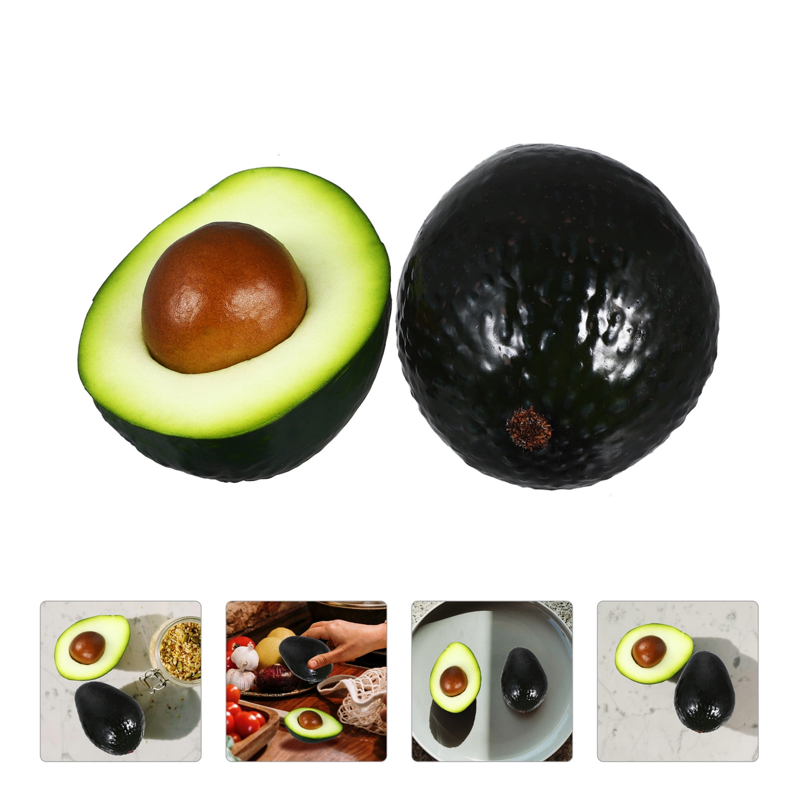 BESTYASH 2pcs Fake Food Model Avocado Olive Green PU Realistic Fruit ...