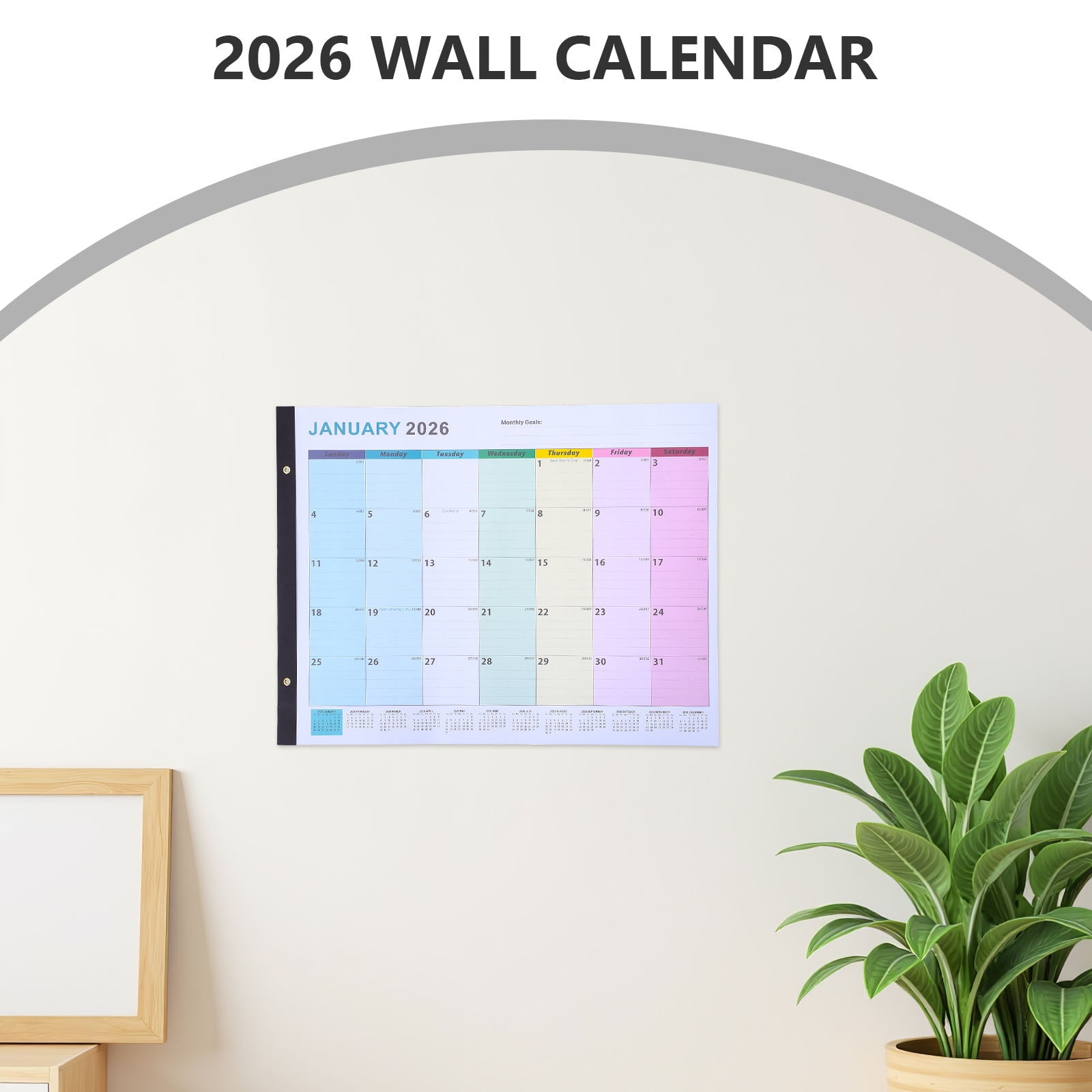 BESTYASH Oversized English Wall Calendar with Vertical Display for Year ...