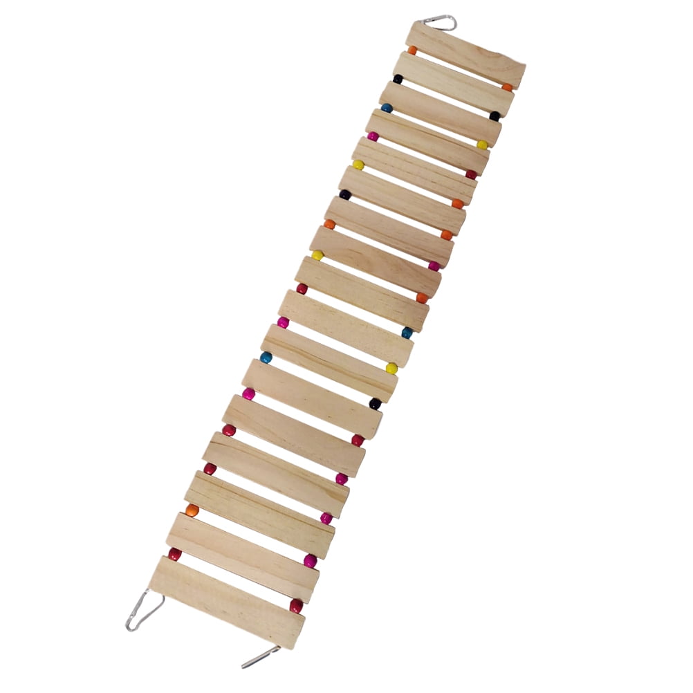 BESTYASH Parrot Ladder Swing in Khaki Natural Wood Durable Bird Stand ...