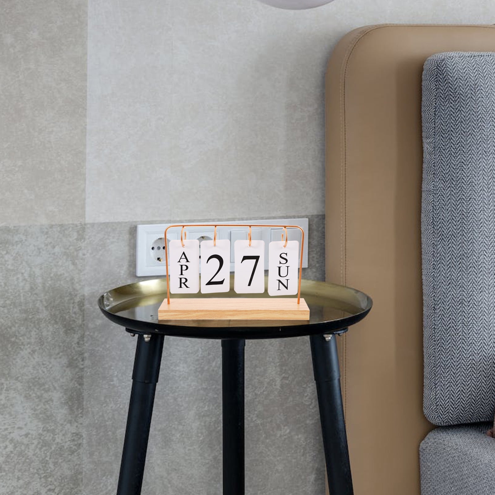 BESTYASH Reusable Perpetual Calendar with Wood Base and Iron Frame for ...