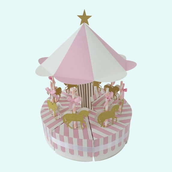 BESTYASH Pink Carousel Paper Favor Boxes for Wedding Party with Premium ...