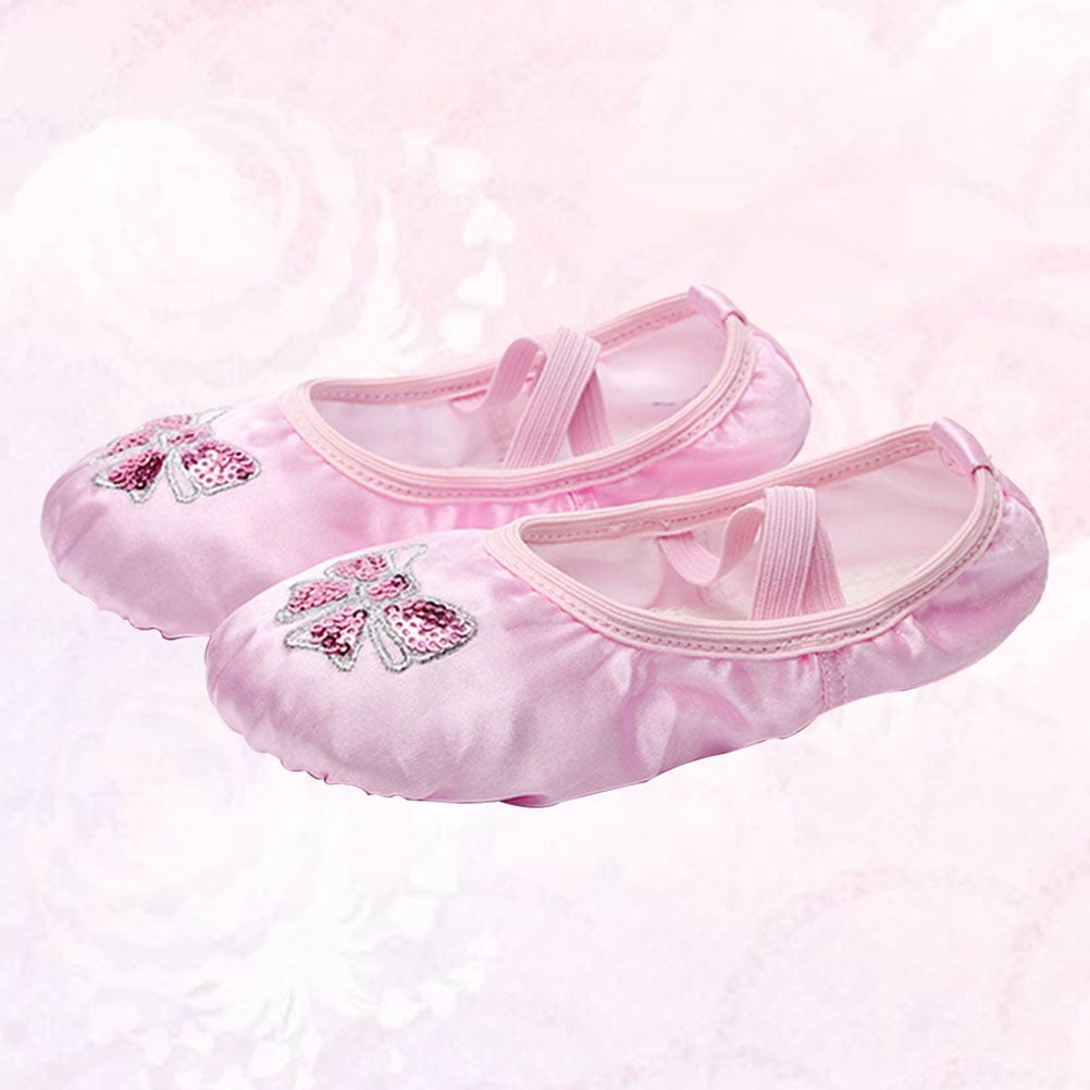 BESTYASH Pink Ribbon Ballet Slipper with Suede Split Sole and ...