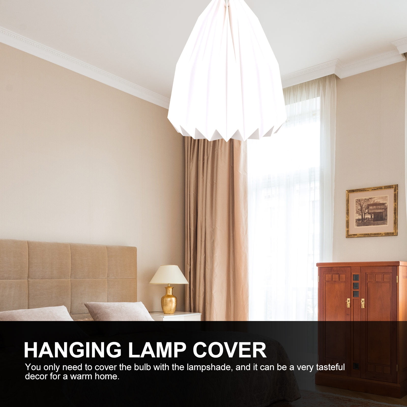 BESTYASH Pleated Paper Lampshade Hanging Lamp Cover Simple Style Indoor ...
