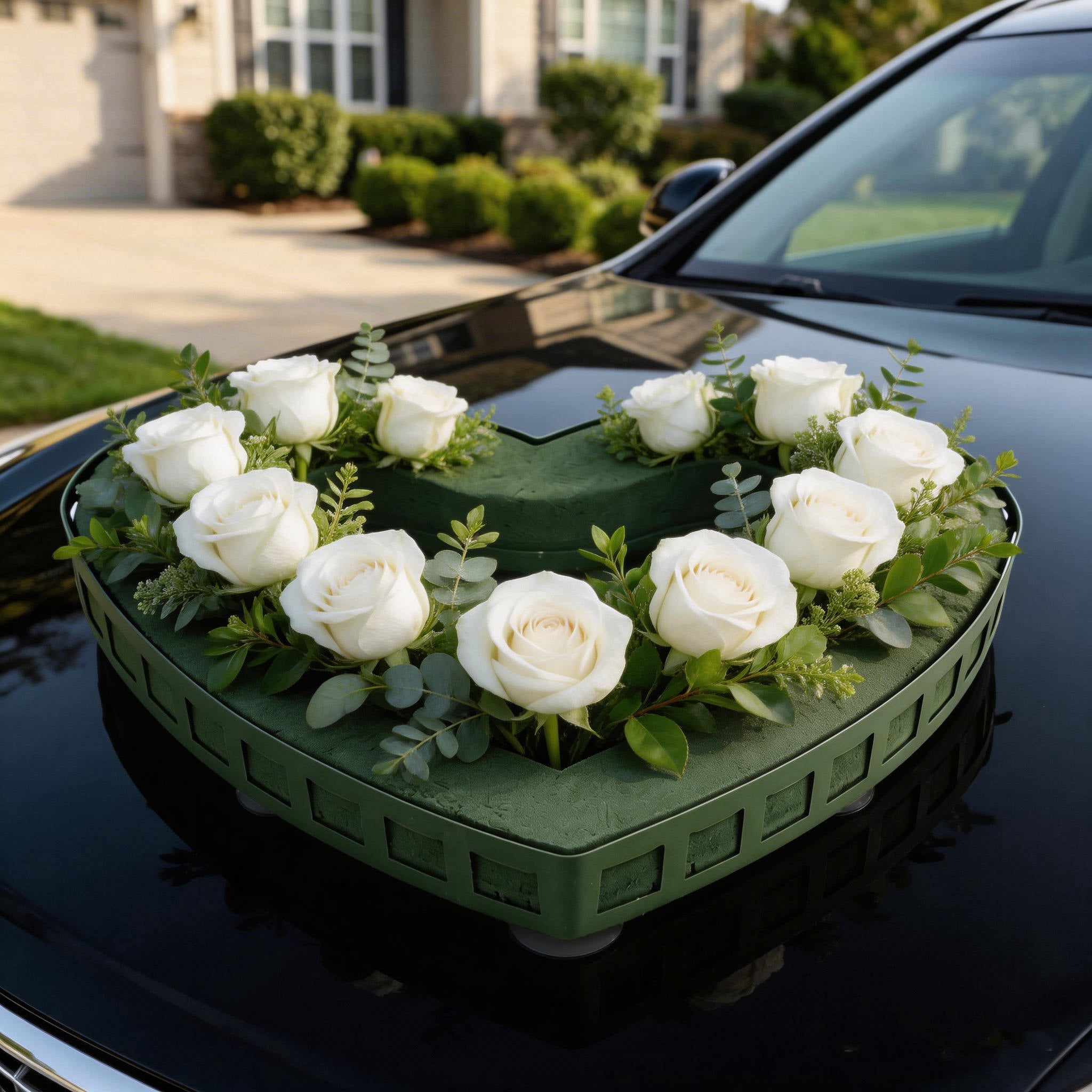 BESTYASH Professional Heart Floral Holder Green Flower Rack Flower Foam ...