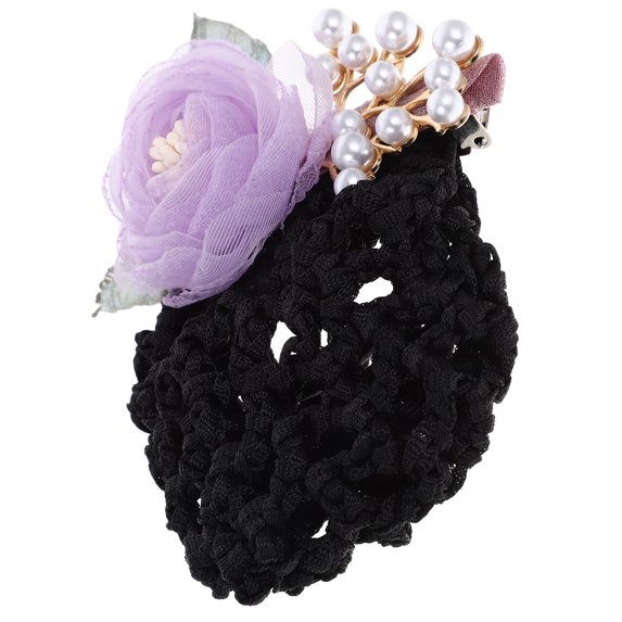 BESTYASH Purple Fabric Hair Bun Cover with Flower Design Ideal for ...