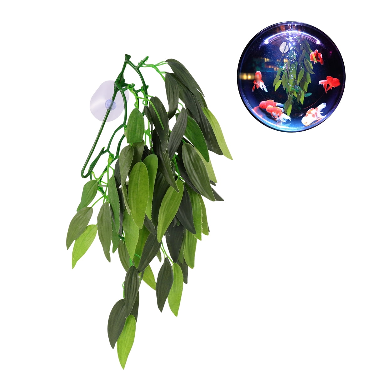 BESTYASH Realistic Artificial Fish Tank Plants Green Rattan Decoration ...
