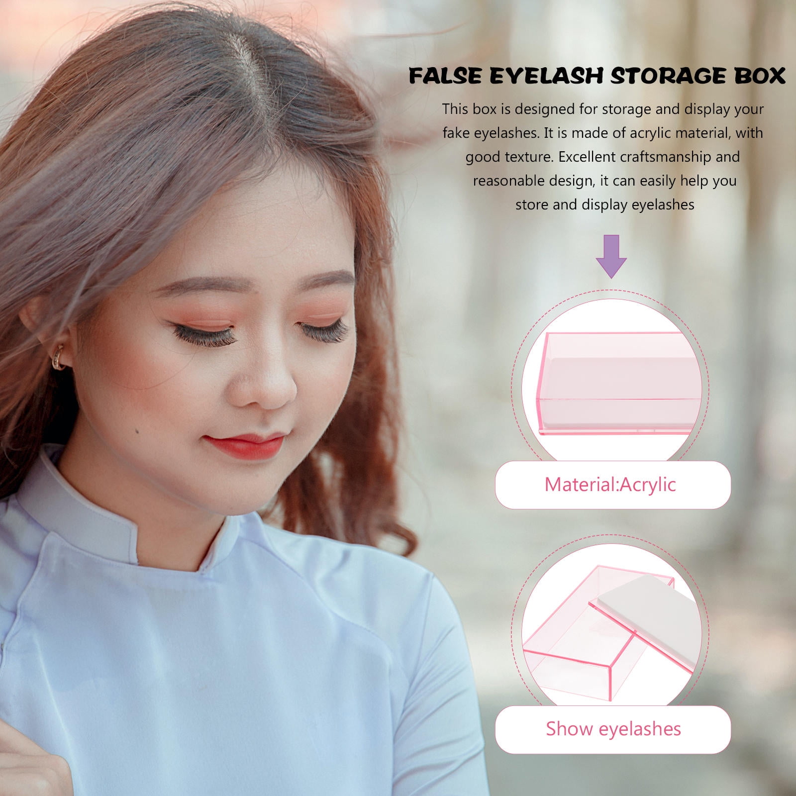 BESTYASH Red Eyelash Storage Box Cosmetic Organizer False Lash Case ...